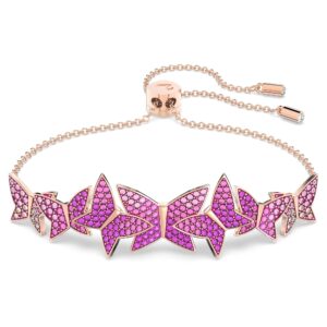 swarovski lilia bracelet, with pink crystal pavé and multicolored butterfly motif, on rose gold tone-plated setting, part of the lilia collection