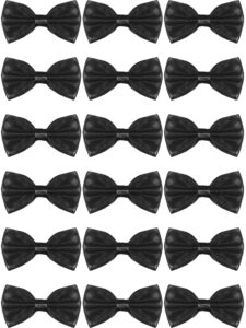 geyoga 24 pieces men's bow ties formal satin solid with adjustable neck band black bow ties for men