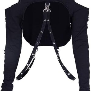 Goth Crop Top Hoodies For Women Hoodie Aesthetic Punk Black Sweatshirt Rave Outfit Emo Teen Girls Long Sleeve Workout