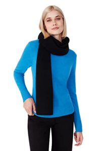 style republic women’s knitted scarf, 100% pure cashmere, ultra warm winter accessory, beautiful european design (black)