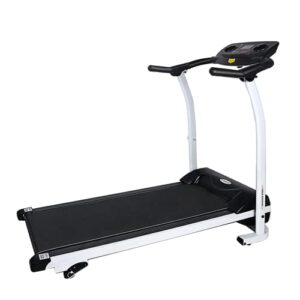 YSSOA High Performance Folding Treadmill, Workout Running Machine with LCD Display and Phone Slot, Compact Treadmill for Fitness Gym Exercise, White and Black.