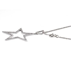 Purple Star Sterling Silver Star Pendant Necklace Dainty 18" Chain Silver Necklace for Women Ladies Girls 14K White Gold Plated