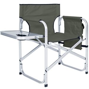 abccanopy folding directors chair outdoor camping chair makeup artist chair with side table & pockets, dark gray