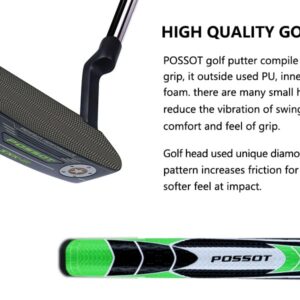 POSSOT Golf Putter CNC Milled Premium Putter Golf Beautiful Screw Decoration Putter Head Sturdy Putter Shaft Right Handed Perfect Alignment Legal for Tournament Play, PU Grip