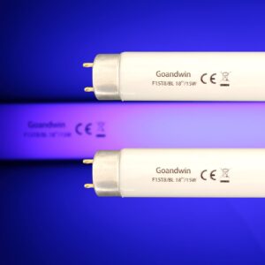 goandwin 2 pack 18 inch f15t8/bl 350bl replacement black light blue bulbs, f15w t8 bl linear fluorescent lamps