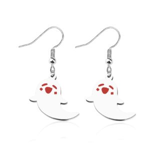 wusuaned cute ghost earrings hu tao ghost shape jewelry genshin halloween cosplay gifts for game anime lovers (ghost earrings)