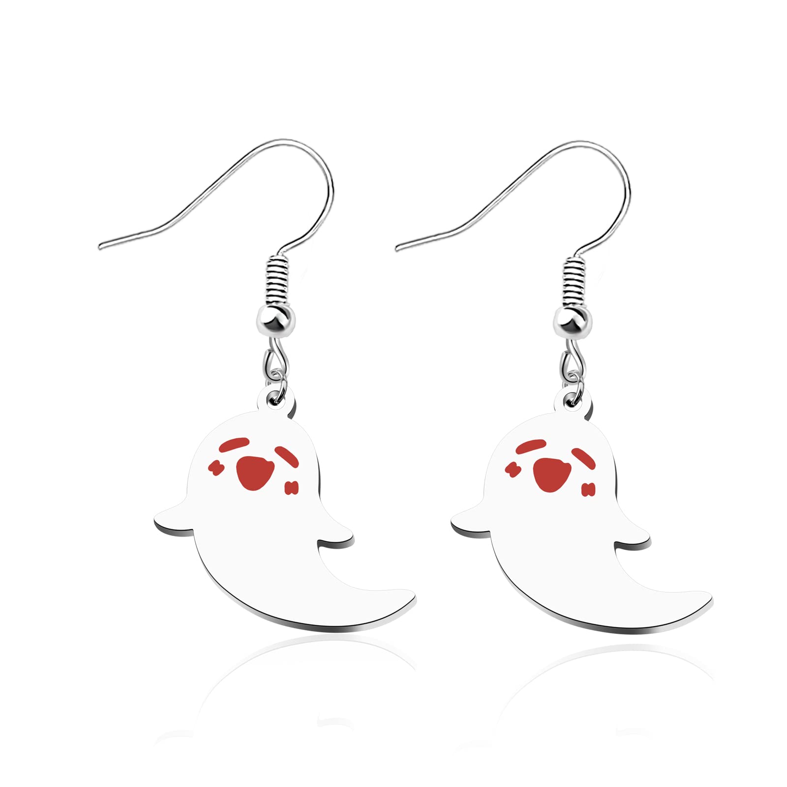 WUSUANED Cute Ghost Earrings Hu Tao Ghost Shape Jewelry Genshin Halloween Cosplay Gifts For Game Anime Lovers (Ghost earrings)