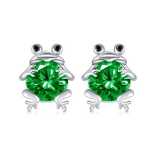 popkimi valentine frogs gifts,frog earring s925 sterling silver frog earrings frog jewelry valentine's day gifts for teen girls daughter granddaughter, metal, cubic zirconia