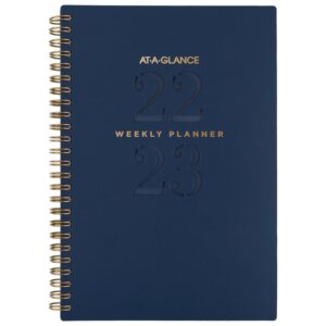 at-a-glance 2022-2023 planner, weekly & monthly academic, 5-1/2" x 8-1/2", small, signature lite, navy (yp20la20)