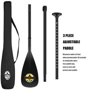 Full Carbon Fiber SUP Paddle - 3 Piece Adjustable Stand Up Paddle Board Paddles - reliable, Lightweight & Floating Paddleboard Oar Hyrdrodynamic Blade for Power Performance for Efficient Strokes