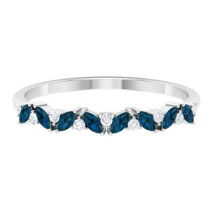 rosec jewels london blue topaz and diamond ring, alternate blue topaz semi eternity ring, 14k white gold, size:us 5.50