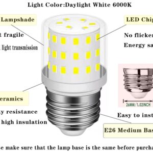 Refrigerator Light Bulb 5W 50W Equivalent Fridge Freezer Waterproof LED Bulbs E26 Medium Base T10 Tubular 120V Daylight White 6000K, 2 Count (Pack of 1)