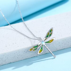 Dragonfly Moonstone Necklace 925 Sterling Silver Dragonfly Pendant Necklaces for Woman Sister Best Friend Dainty Cute Animal Delicate Jewelry Birthday Christmas Gift