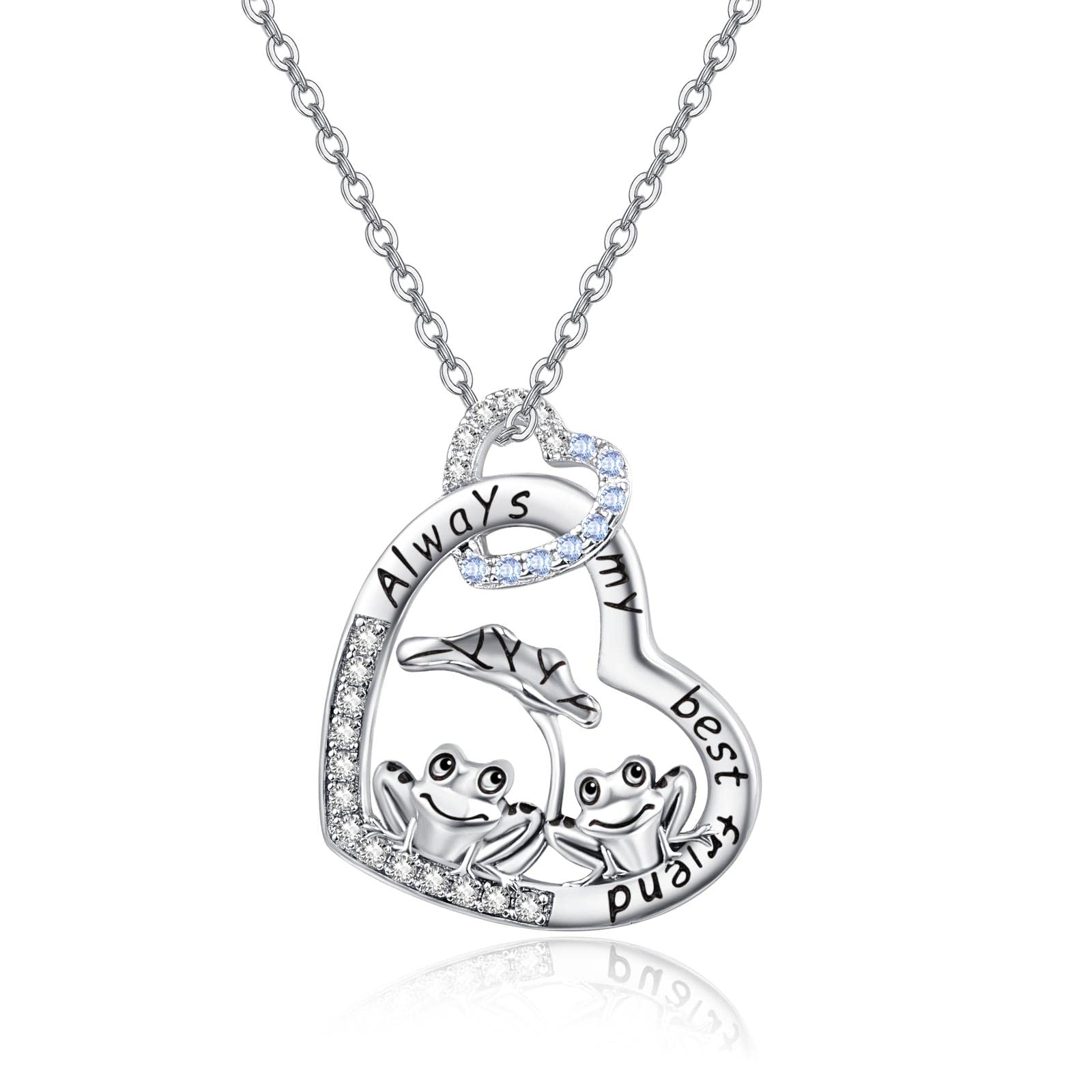 Palpitate Frog Necklace for Women 925 Sterling Silver Frog Necklaces Friends Necklaces Always My Best Friend Frog Gifts Jewelry