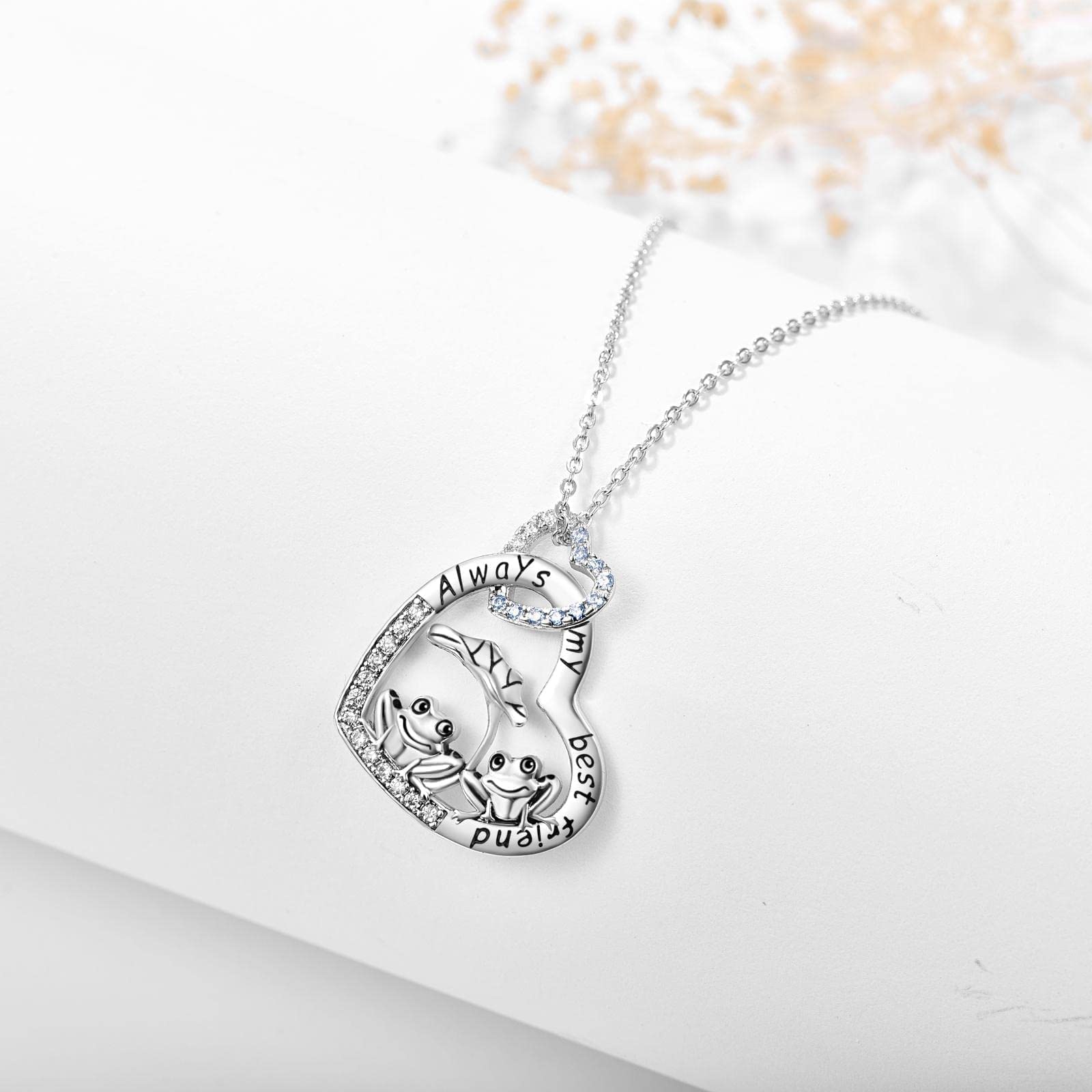 Palpitate Frog Necklace for Women 925 Sterling Silver Frog Necklaces Friends Necklaces Always My Best Friend Frog Gifts Jewelry