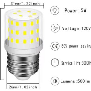 Refrigerator Light Bulb 5W 50W Equivalent Fridge Freezer Waterproof LED Bulbs E26 Medium Base T10 Tubular 120V Daylight White 6000K, 2 Count (Pack of 1)