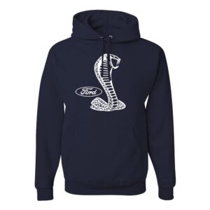 wild custom apparel ford cobra logo licensed official mens hoodies, navy blue, x-large