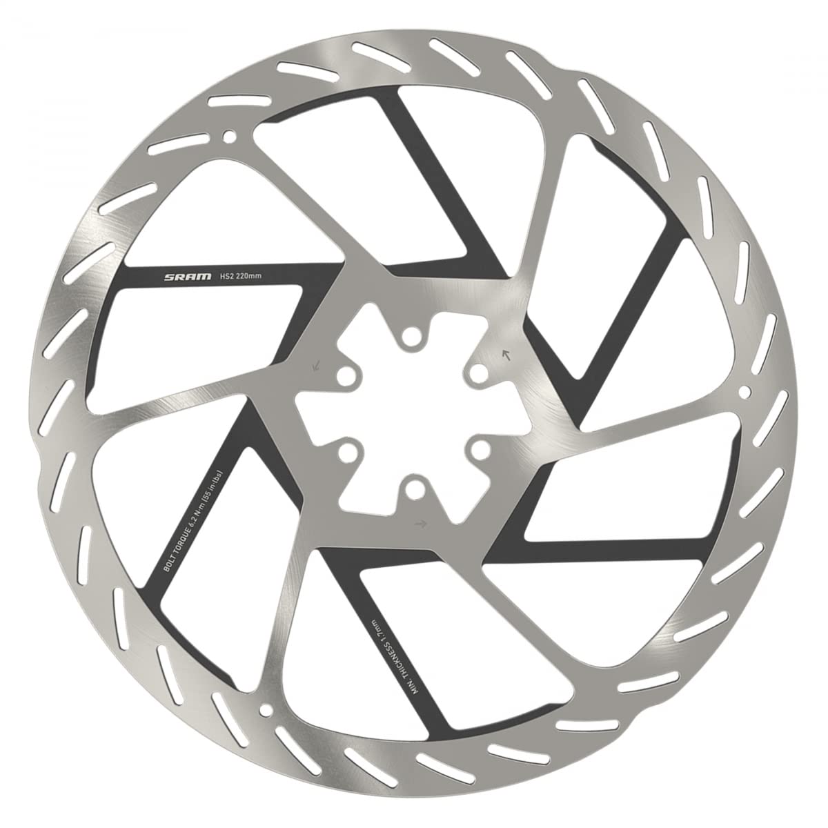 SRAM HS2 Disc Brake Rotor - 220mm, 6-Bolt, Rounded, Silver/Black