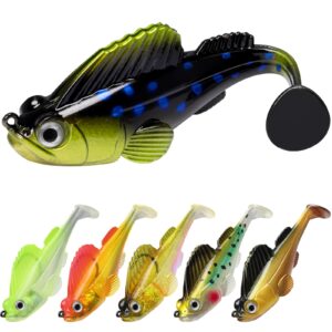 gotour weedless soft fishing lures for freshwater and saltwater, premium pre-rigged jig head paddle tail swimbaits for bass fishing，jigs fishing bait for crappie trout walleye, amazing fishing gifts