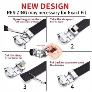 ARIMIA Fashion Diamond Men Real Leather Ratchet Belt Black Adjustable Length Full Grain Soft Genuine Cowhide Strap 1.5 Inch Wide (Silver Black G1, Adjustable from 26" to 46" Waist)