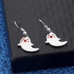 WUSUANED Cute Ghost Earrings Hu Tao Ghost Shape Jewelry Genshin Halloween Cosplay Gifts For Game Anime Lovers (Ghost earrings)