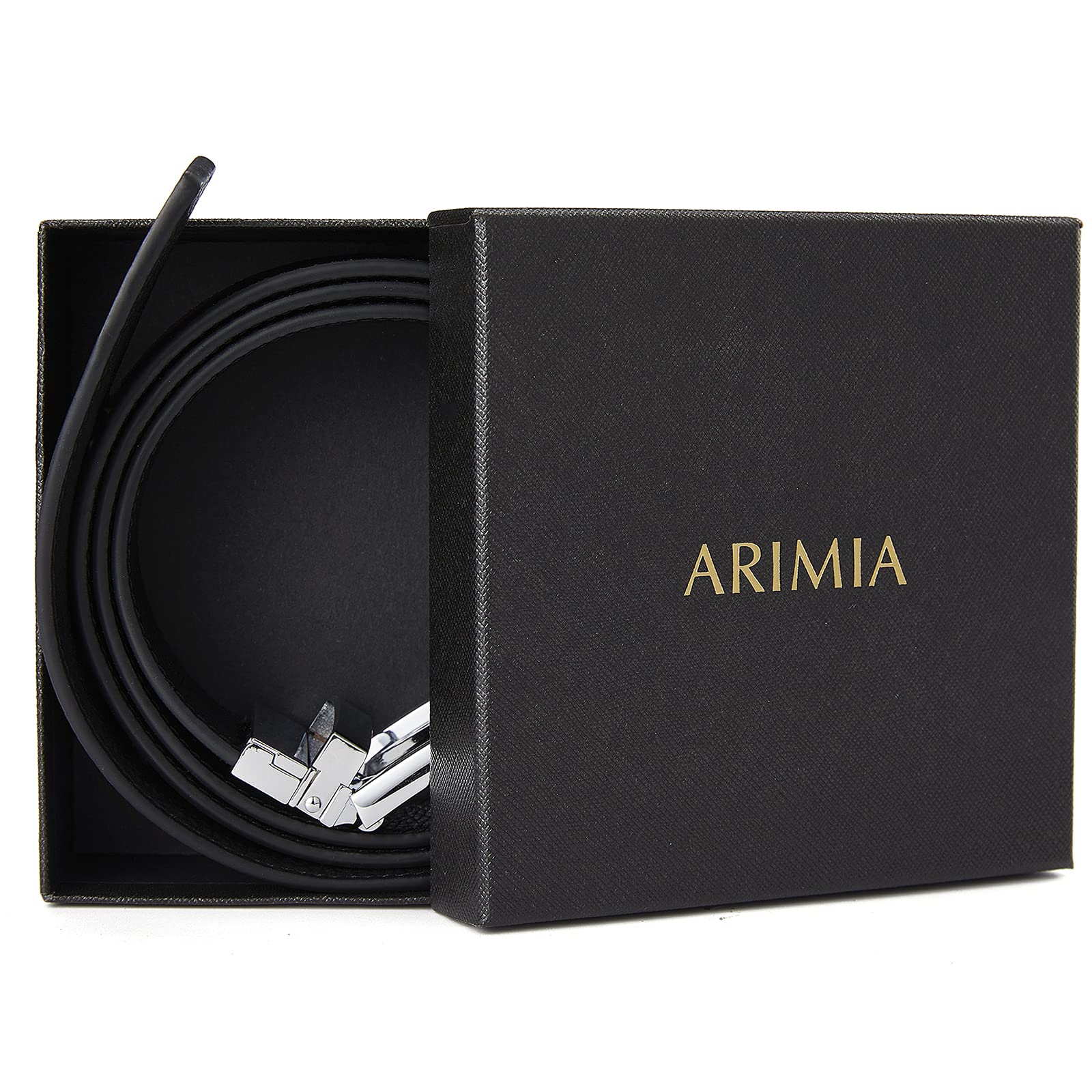 ARIMIA Fashion Diamond Men Real Leather Ratchet Belt Black Adjustable Length Full Grain Soft Genuine Cowhide Strap 1.5 Inch Wide (Silver Black G1, Adjustable from 26" to 46" Waist)