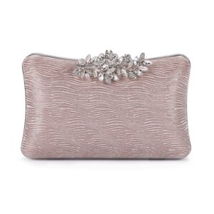 mulian lily rose gold giltter evening bags for women with flower closure rhinestone crystal embellished clutch purse for party wedding m408