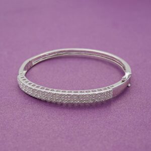 Timeless Love 1/2 CTTW Diamond 7.25" Bangle Bracelet Set in Sterling Silver, Dainty Jewelry for Women, Women’s Fashion Bracelets, Diamond Luxury Bangle for Women