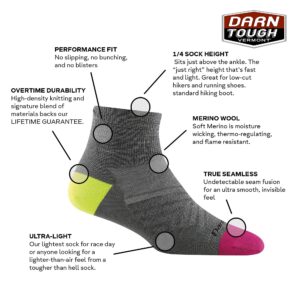 Darn Tough Women's 1/4 Ultra-Lightweight Run Sock (Style 1044) - Aqua, Medium