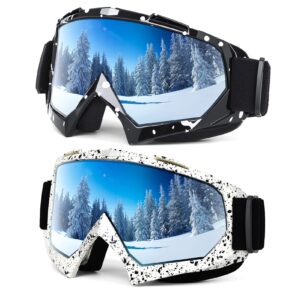 Braylin Adult Ski Goggles, 2-Pack Snowboard Goggles for Youth, Teens, Men & Women, Wide View Snowmobile Goggles