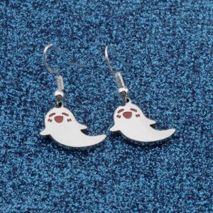 WUSUANED Cute Ghost Earrings Hu Tao Ghost Shape Jewelry Genshin Halloween Cosplay Gifts For Game Anime Lovers (Ghost earrings)