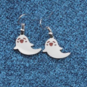 WUSUANED Cute Ghost Earrings Hu Tao Ghost Shape Jewelry Genshin Halloween Cosplay Gifts For Game Anime Lovers (Ghost earrings)