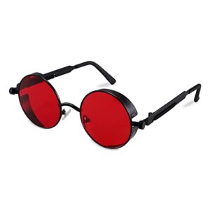 feisedy retro gothic steampunk sunglasses round metal frame punk circle inspired shade men b1857