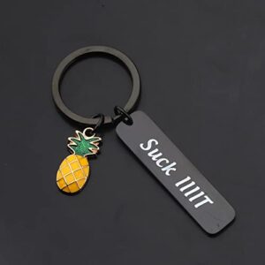 FAADBUK TV Show Keychain Psyc Pineapple Inspired Gift Suck IIIIt Psyc TV Show Gift (Suck IIIIIT Black)