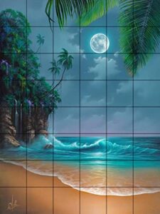 ceramic backsplash tile mural beach scene seaside ocean kitchen/bathroom/shower - august moon - david miller