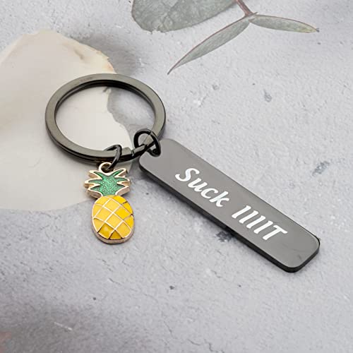 FAADBUK TV Show Keychain Psyc Pineapple Inspired Gift Suck IIIIt Psyc TV Show Gift (Suck IIIIIT Black)