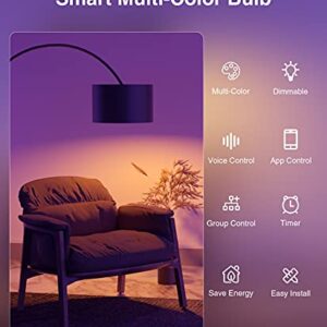 Beantech Smart Bulb, WiFi LED Light Bulbs, Color Changing Dimmable Light Bulb 2700K-6500K, Smart Light Bulbs Work with Alexa & Google Assistant, A19 Alexa Light Bulb, RGB Tunable White Bulb, 4 Pack