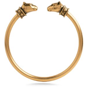 museum reproductions egyptian cat head bracelet - gold finish