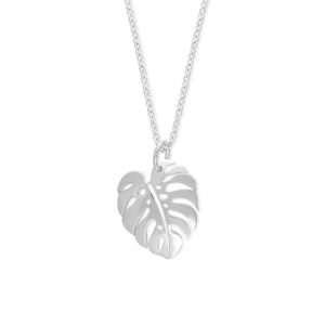 boma jewelry sterling silver monstera leaf pendant necklace, 18 inches