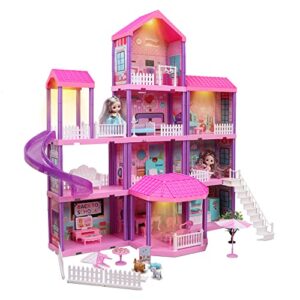 diy princess house for kids, creative dollhouse kit w/ furniture, dream doll house for 3 4 5 6 7 8 year old girls, christmas toys gifts for kids