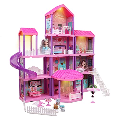 DIY Princess House for Kids, Creative Dollhouse Kit w/ Furniture, Dream Doll House for 3 4 5 6 7 8 Year Old Girls, Christmas Toys Gifts for Kids