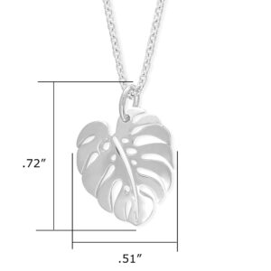 Boma Jewelry Sterling Silver Monstera Leaf Pendant Necklace, 18 Inches