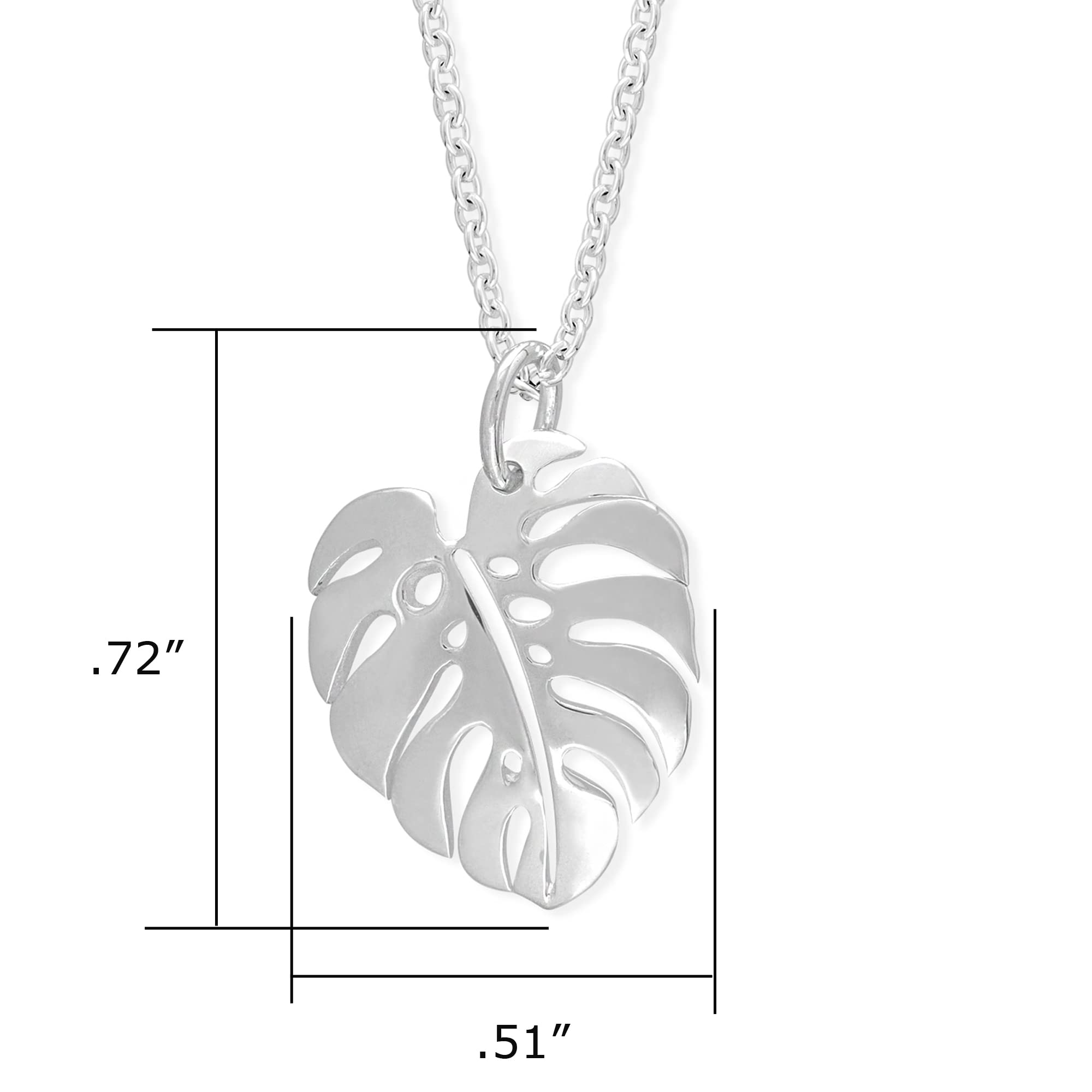 Boma Jewelry Sterling Silver Monstera Leaf Pendant Necklace, 18 Inches