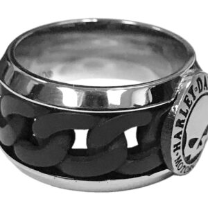 Harley-Davidson Men's Black Steel Chain Willie G Skull H-D Ring (12)