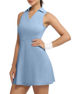 fengbay tennis dress for women,golf dress with built in shorts with 4 pockets for sleeveless athletic workout dress