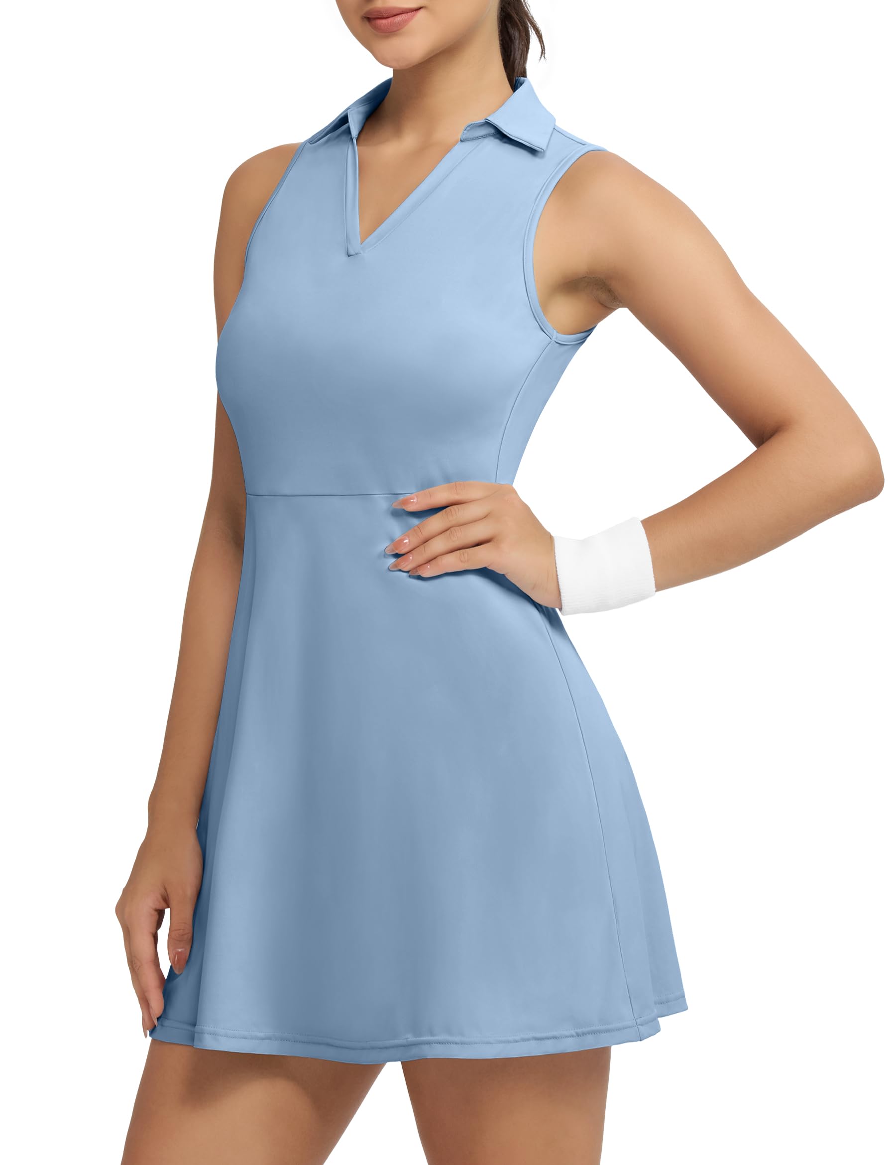 Fengbay Tennis Dress for Women,Golf Dress with Built in Shorts with 4 Pockets for Sleeveless Athletic Workout Dress