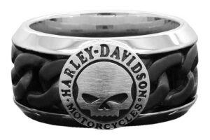 harley-davidson men's black steel chain willie g skull h-d ring (12)