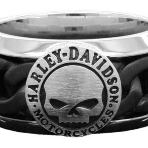 Harley-Davidson Men's Black Steel Chain Willie G Skull H-D Ring (12)