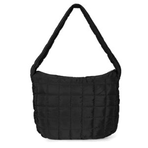 quilted tote bags for women lightweight quilted padding shoulder bag down cotton padded large tote bags lattice crossbody bag zip closure