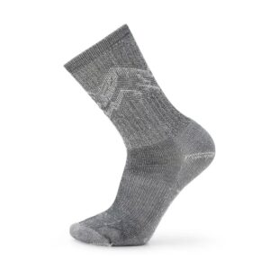 smartwool men's hike classic edition light cushion mountain pattern crew socks, black, small